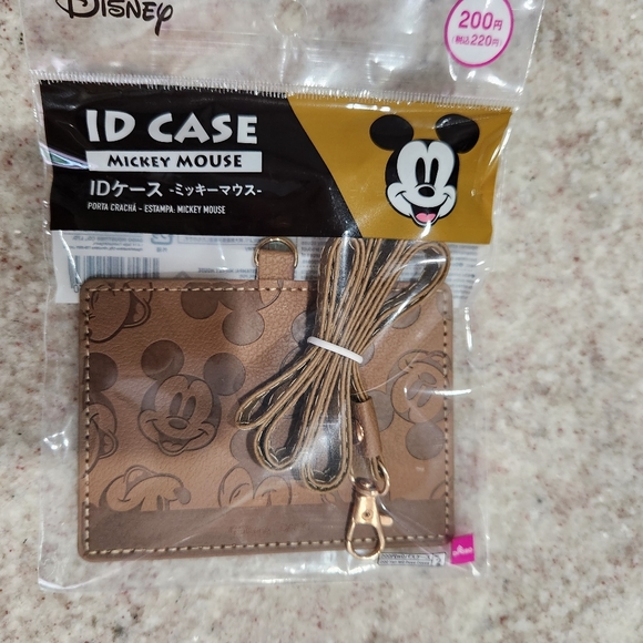 Disney | Accessories | Disney Daiso Mickey Mouse Id Case Lanyard Brown ...